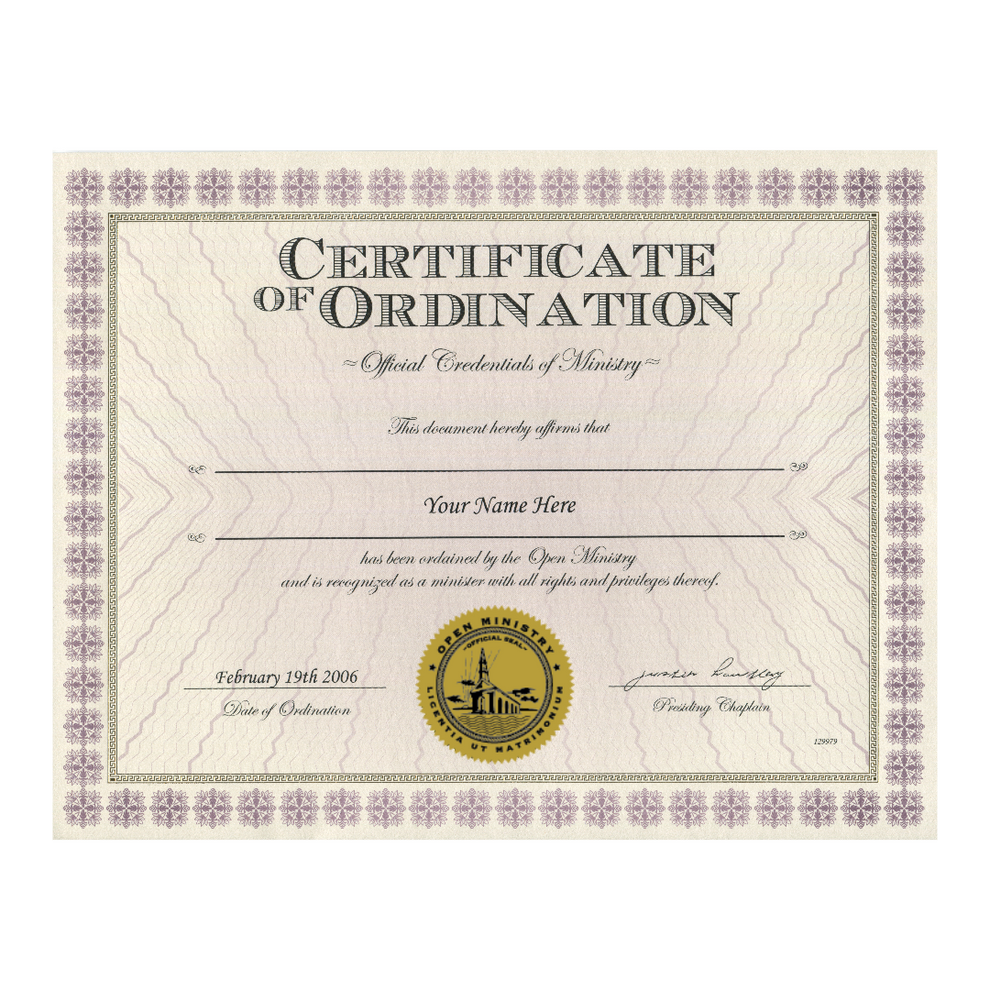 Ordination Credential – Open Ministry
